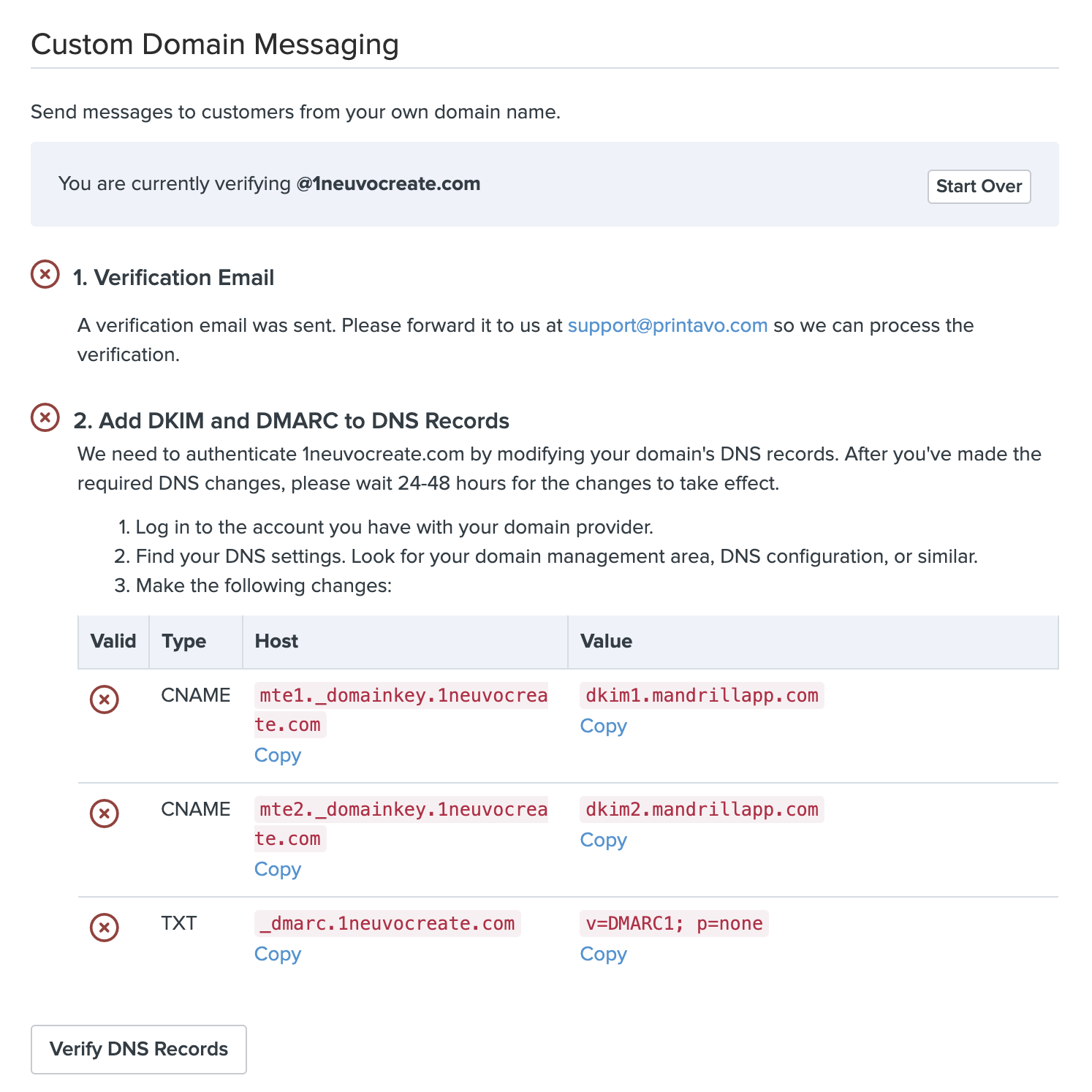 Custom Domain Messaging – Printavo